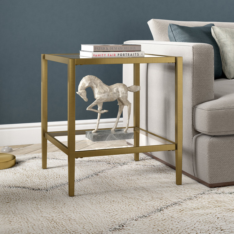 Everly Quinn Hera Glass End Table with Storage & Reviews | Wayfair
